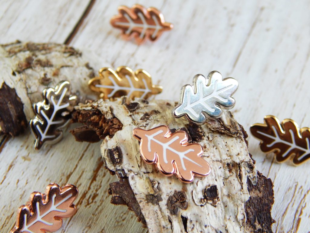 Mini Oak Leaf Enamel Pins: Gold, Copper, Silver – Bloomsbury Nook