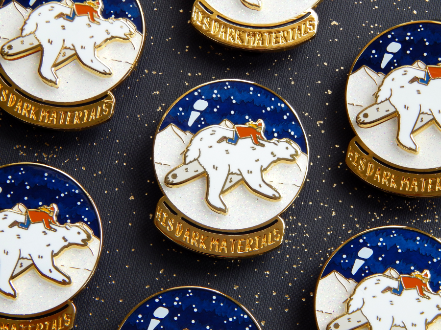 Iorek and Lyra Snowglobe Enamel Pin – Bloomsbury Nook