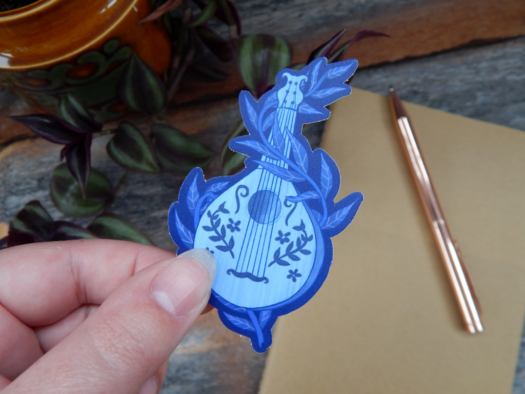 Blue Porcelain Lute Vinyl Sticker – Bloomsbury Nook